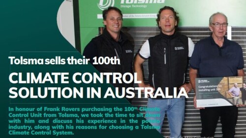 Tolsma vende su Climate Control Solution número 100 en Australia